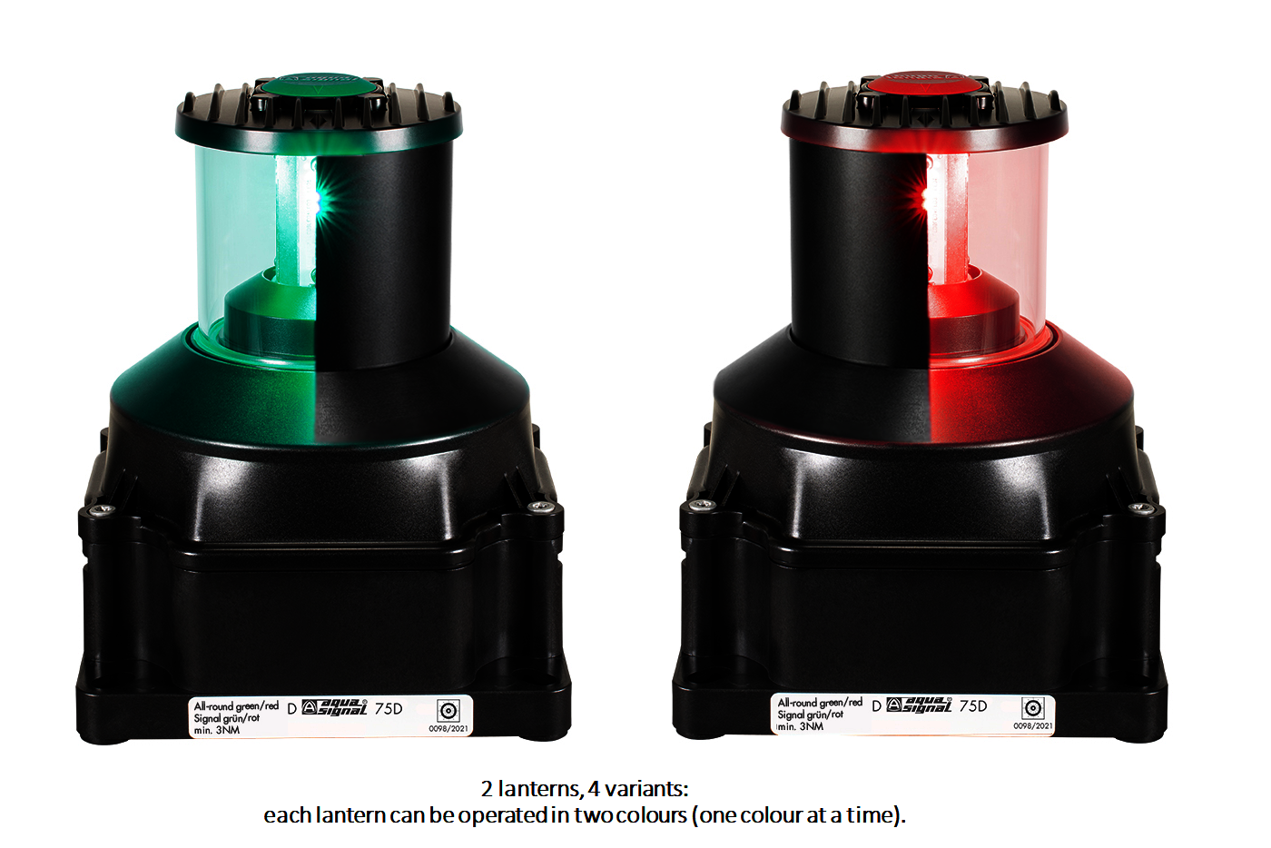 75D LED A/R GREEN/RED (2X180°) STB+PORT 115-230VAC
